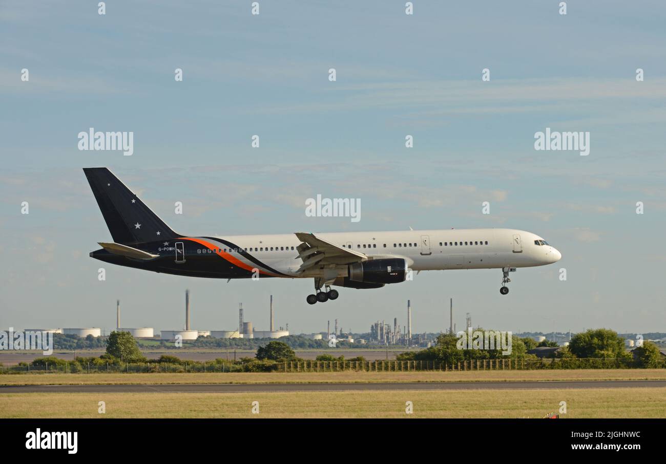 TITAN AIRWAYS' Boeing 757-200 G-POWH, on final approach to Liverpool ...