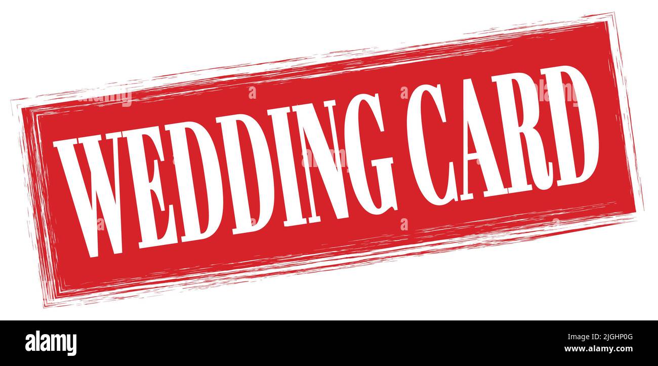 WEDDING CARD text written on red rectangle stamp sign Stock Photo - Alamy