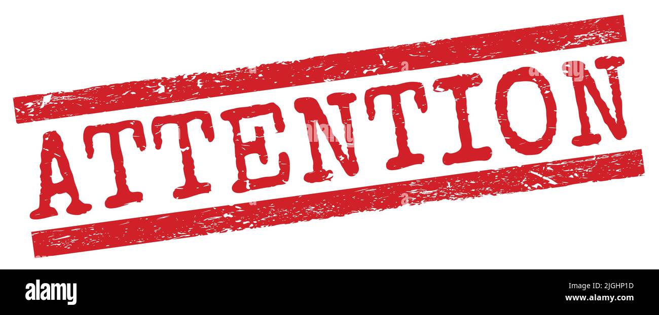 ATTENTION text written on red grungy lines stamp sign Stock Photo - Alamy