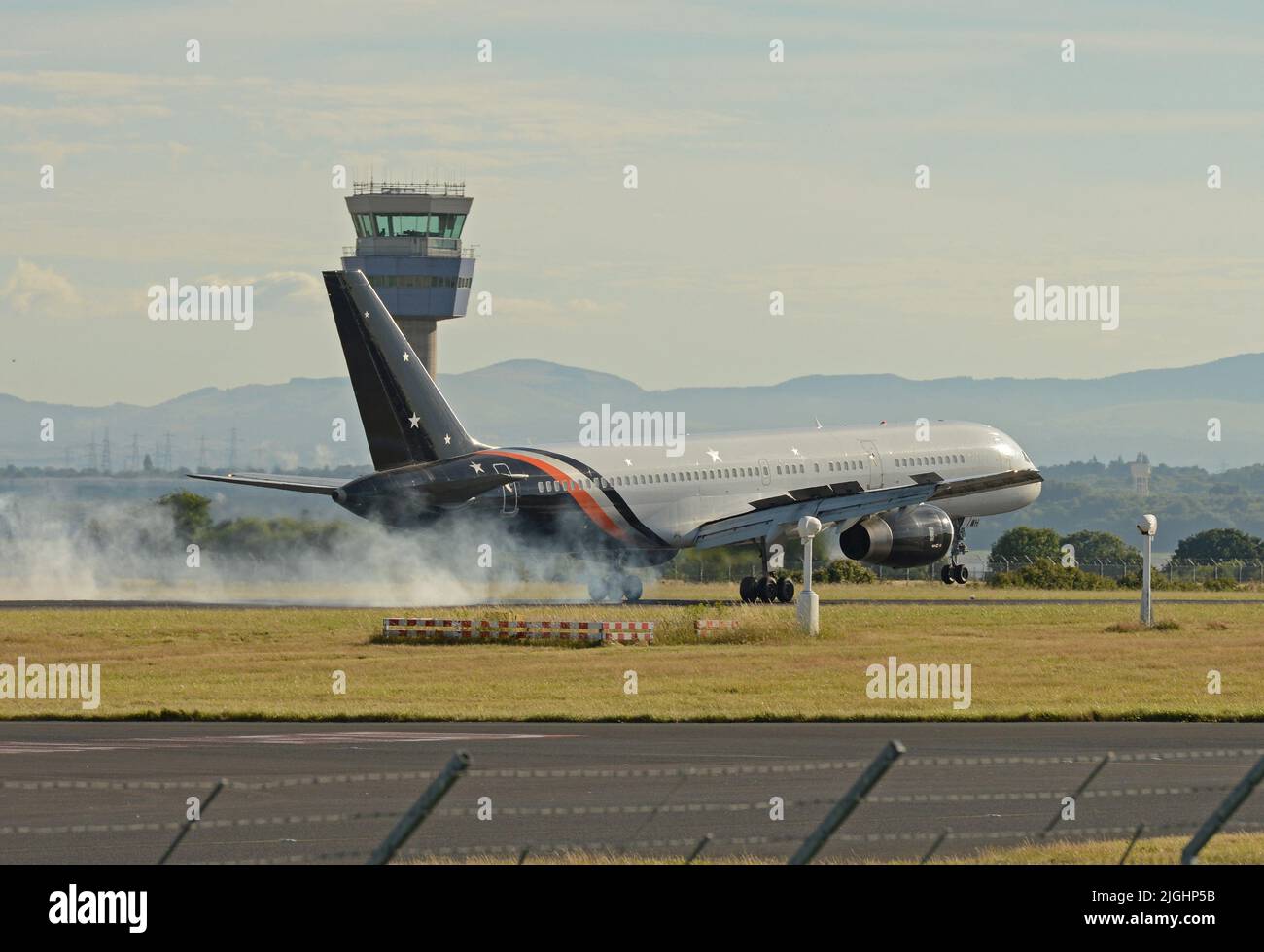 TITAN AIRWAYS' Boeing 757-200 G-POWH, touching down at Liverpool John ...