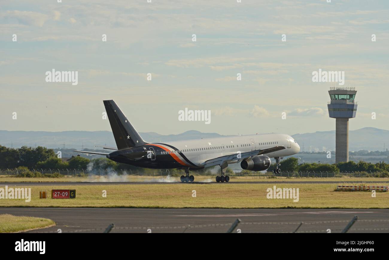 TITAN AIRWAYS' Boeing 757-200 G-POWH, touching down at Liverpool John ...
