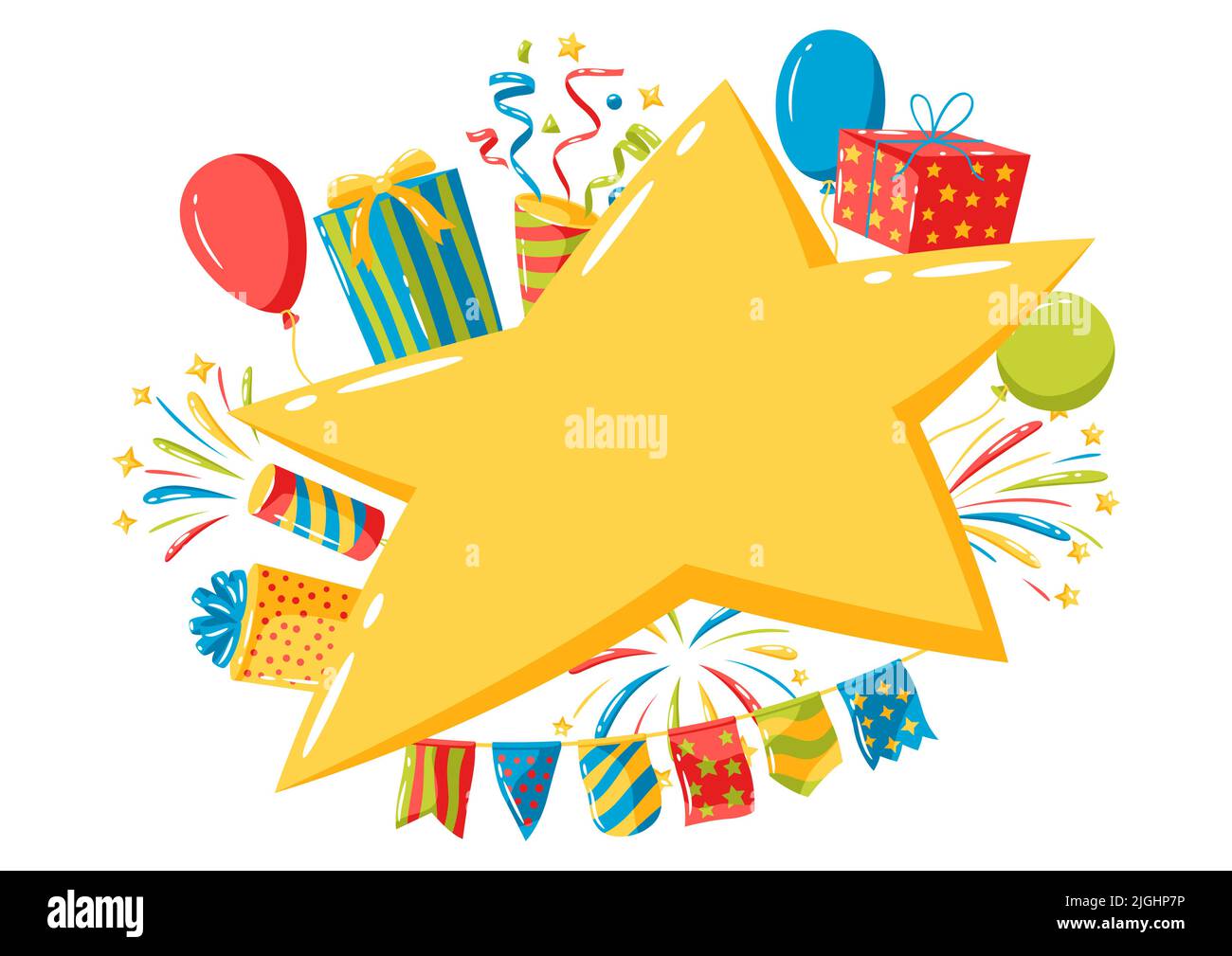 Background with holiday decoration items. Color objects for celebration ...