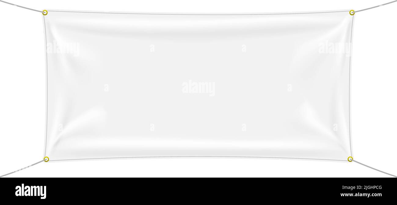 White textile banner mockup with folds isolated on white background ...