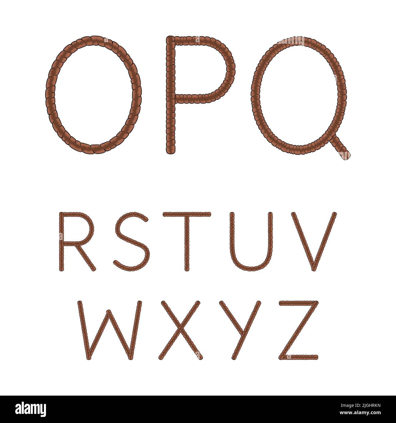 Font, alphabet, letters from dreadlocks from O to Z. Isolated vector ...