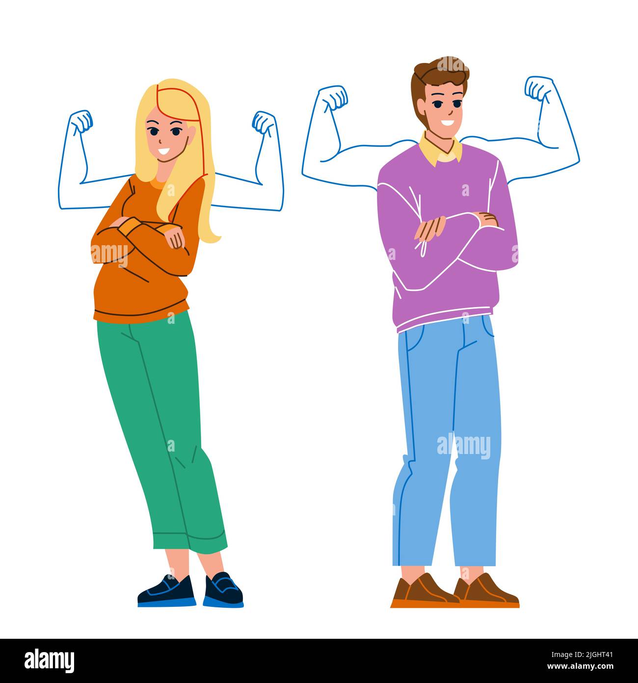 Woman muscles confident Stock Vector Images - Alamy