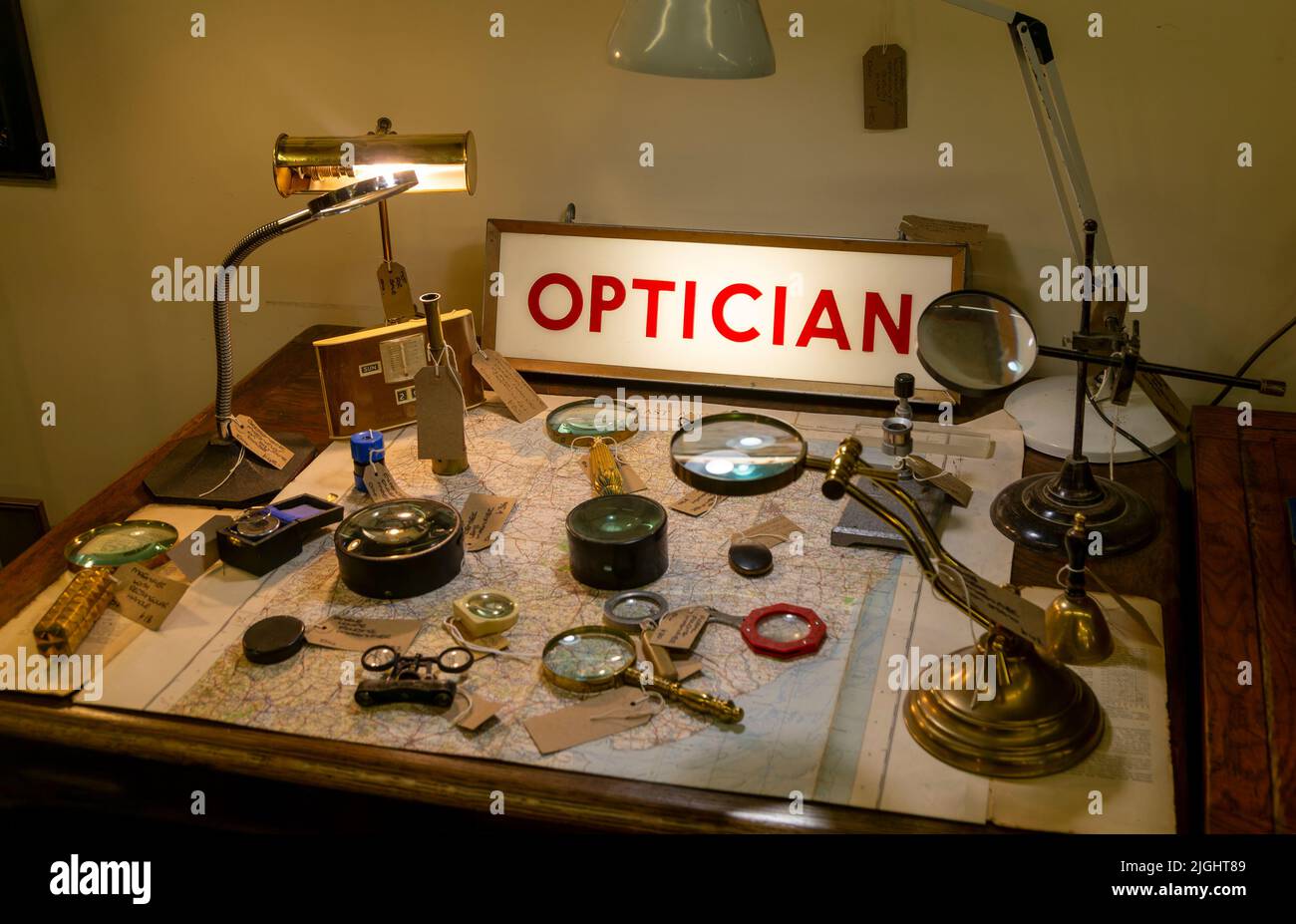Optical items magnifying glasses labelled for sale with Optician ...