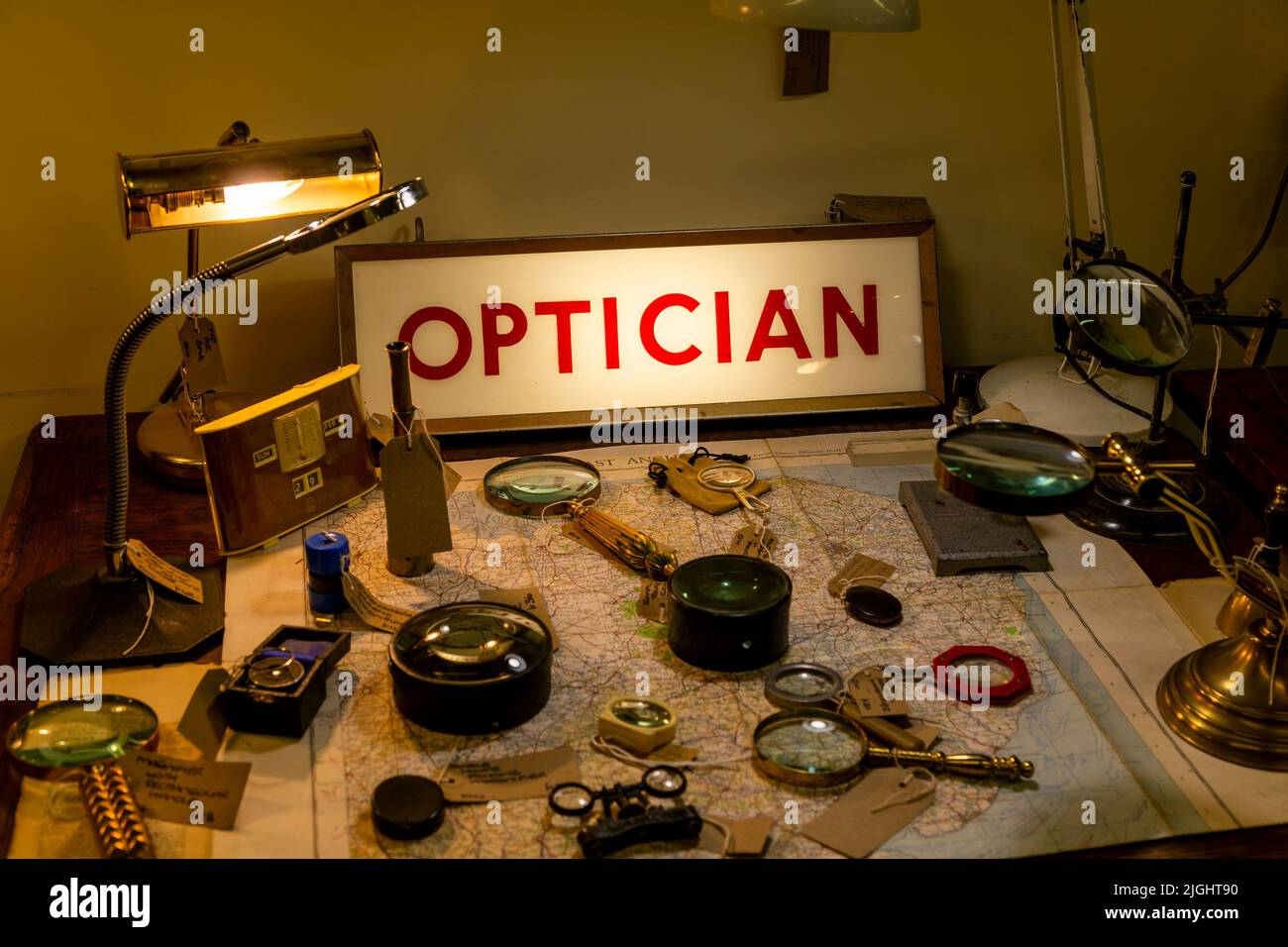 Optical items magnifying glasses labelled for sale with Optician ...