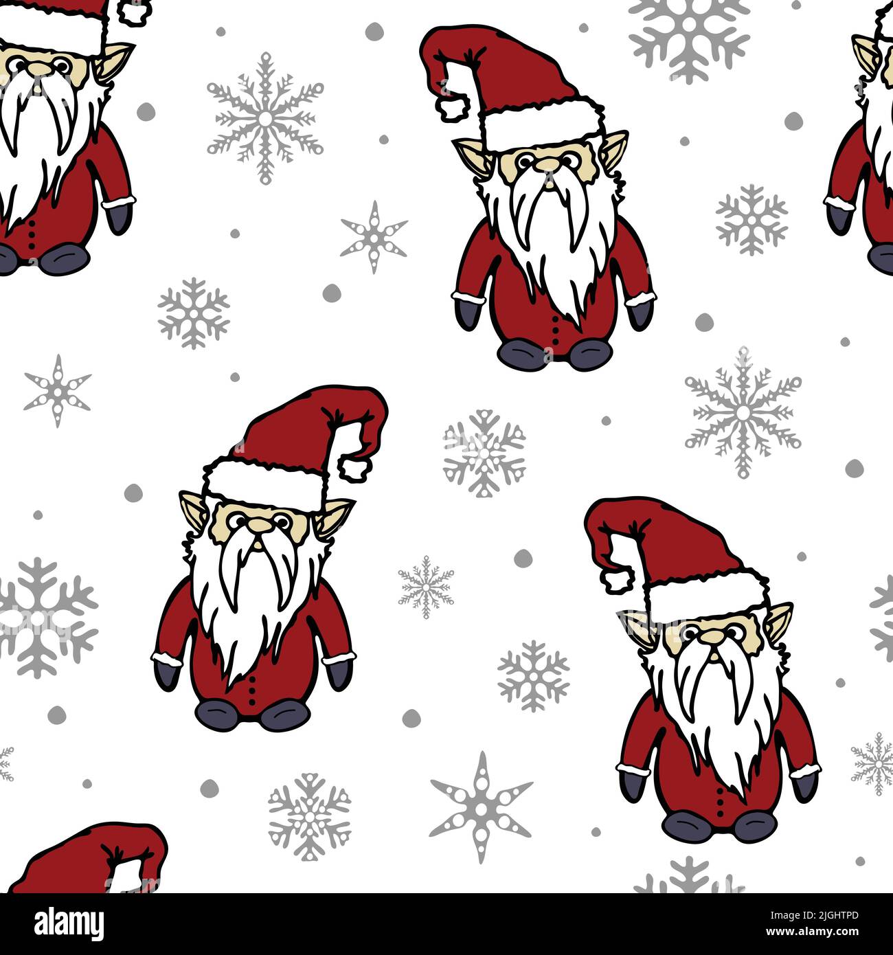 Seamless vector pattern with Santa Claus on white background. Simple ...