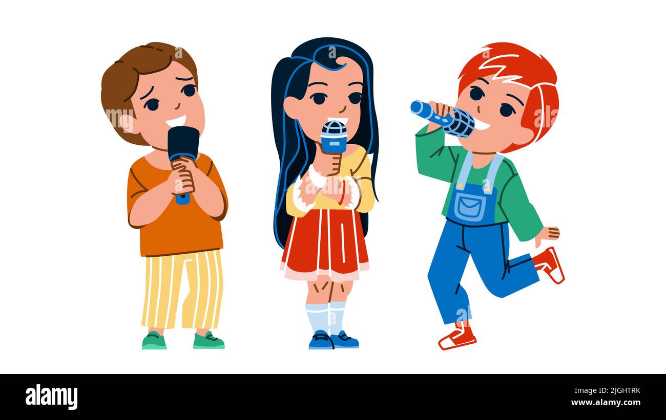 Boy And Girl Children Singing Song Together Vector Stock Vector Image ...