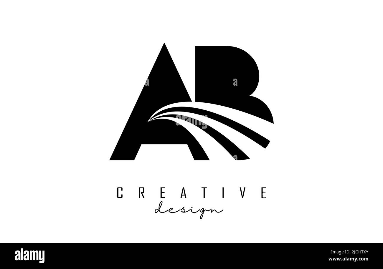 Creative clack letter AB logo with leading lines and road concept ...