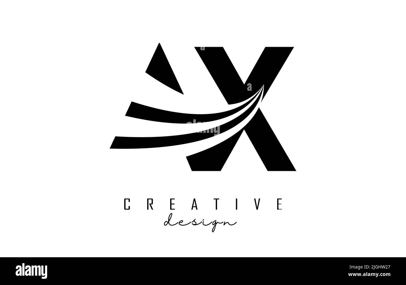 Creative clack letter AX A X logo with leading lines and road concept ...