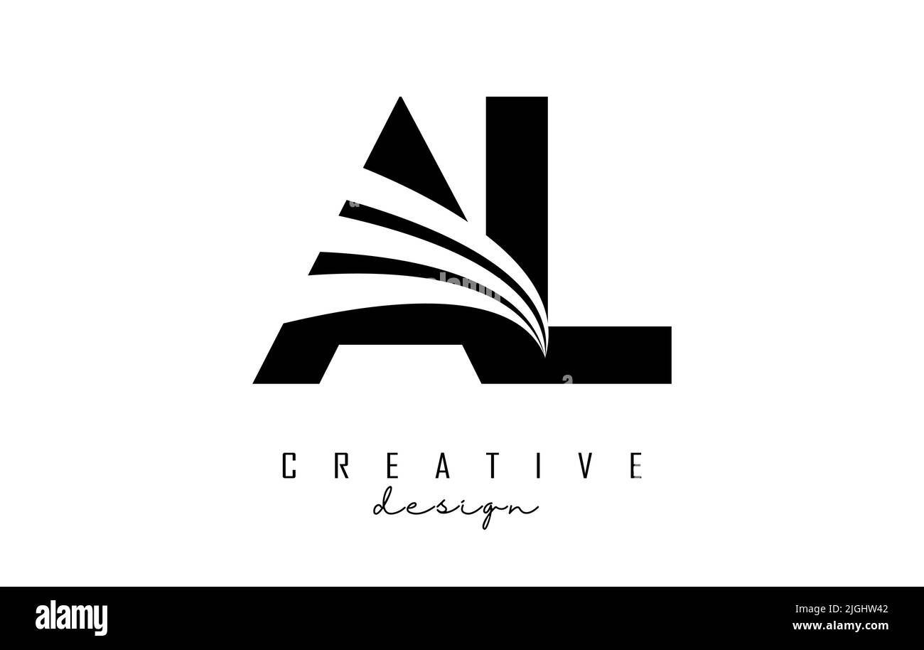 Creative clack letter AL A L logo with leading lines and road concept ...