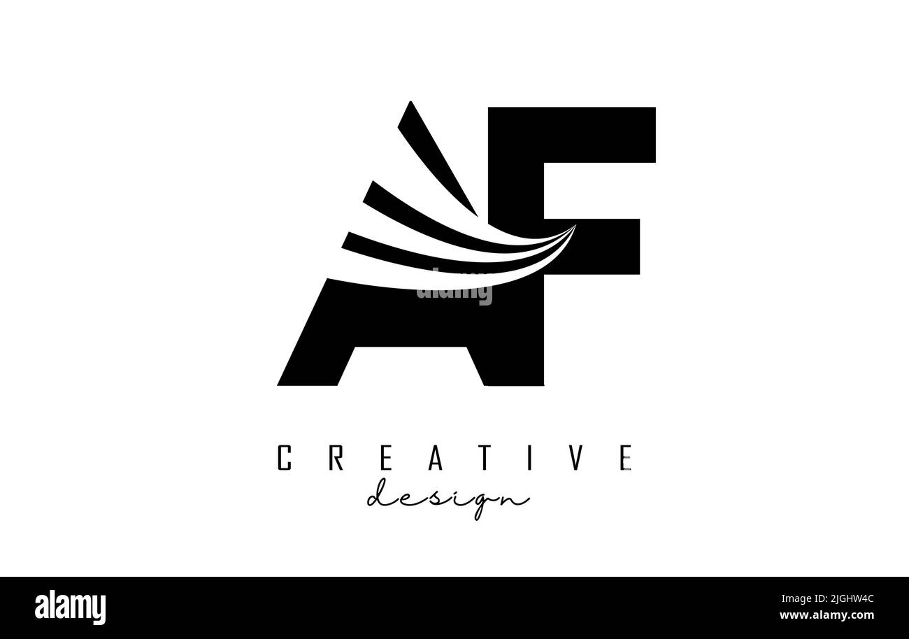 Creative clack letter AF a F logo with leading lines and road concept ...
