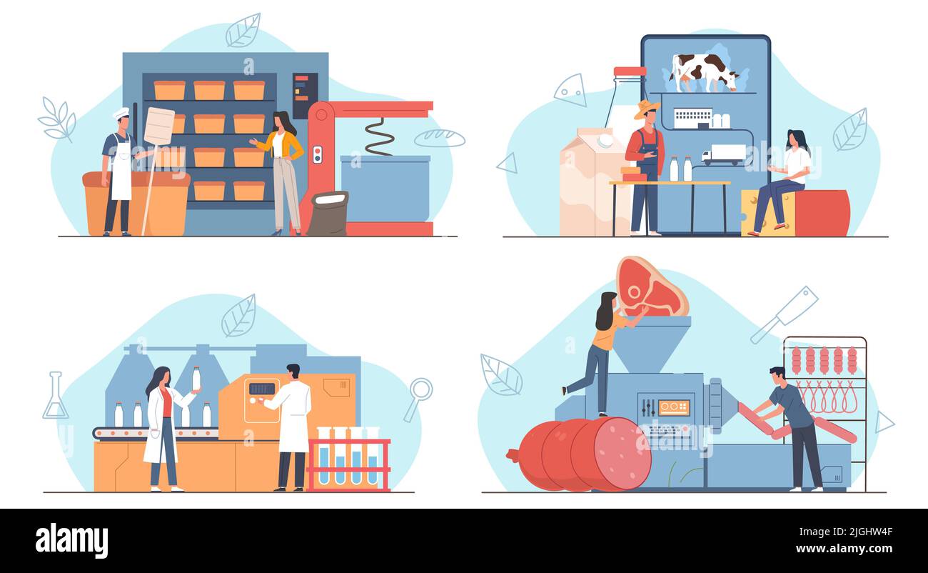 Natural production industry. Automated food manufacturing with workers ...