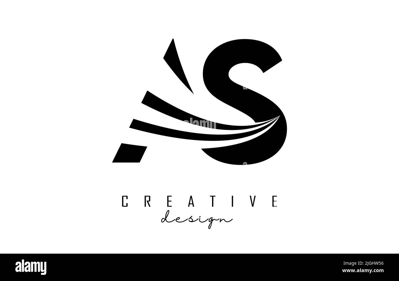 Creative clack letter AS A S logo with leading lines and road concept ...