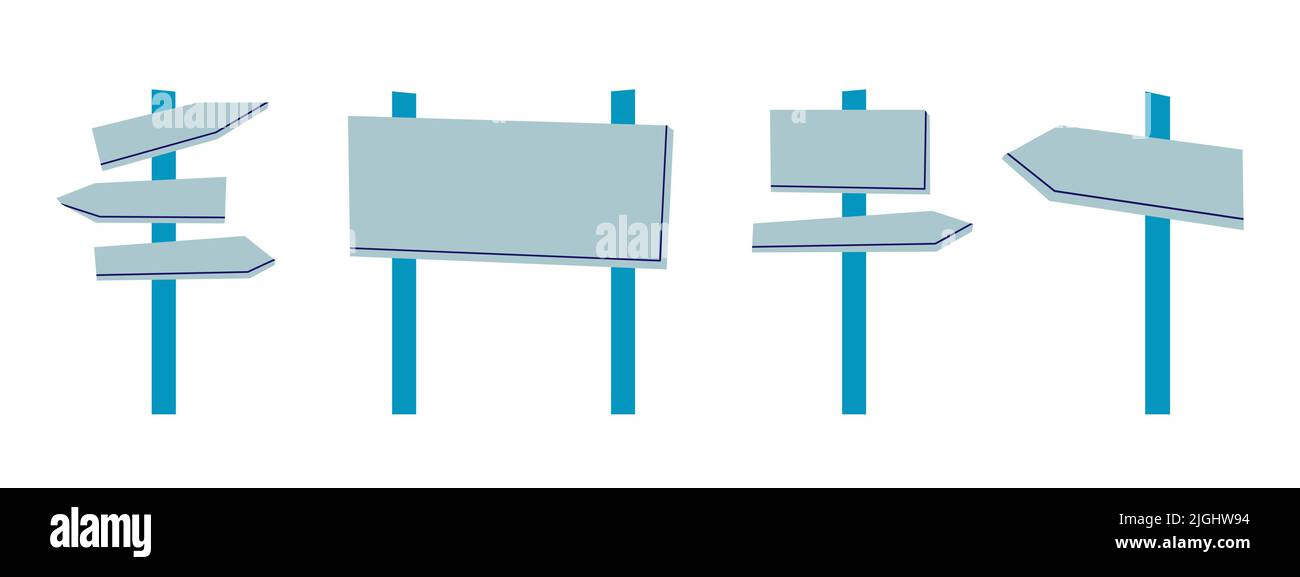 Wayfinding signage. Set of road signs are rectangular, indicating the ...