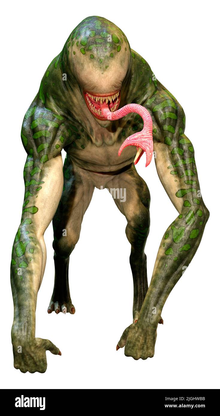 3D rendering of a green alien isolated on white background Stock Photo ...