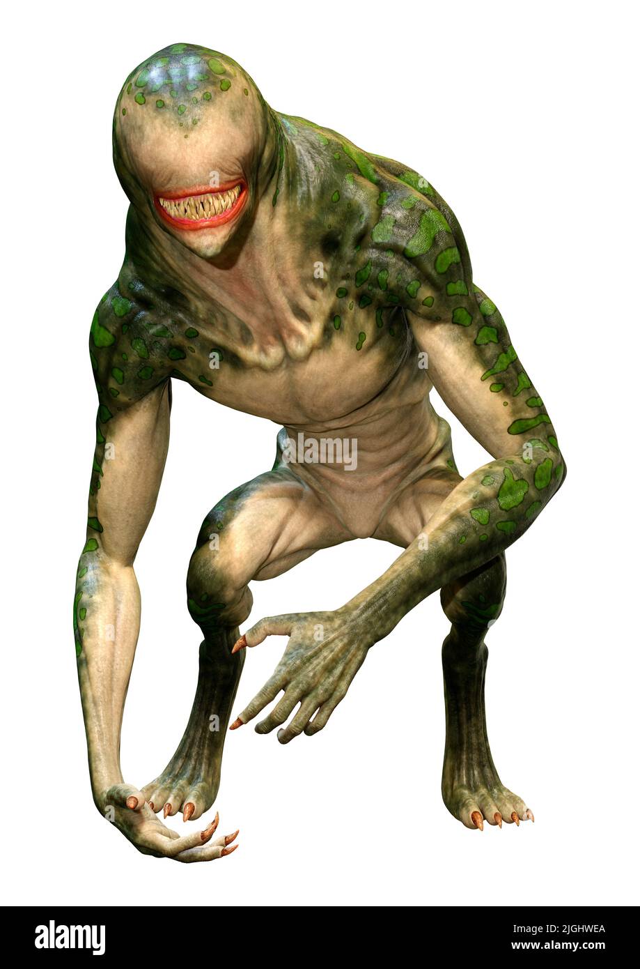 3D rendering of a green alien isolated on white background Stock Photo ...