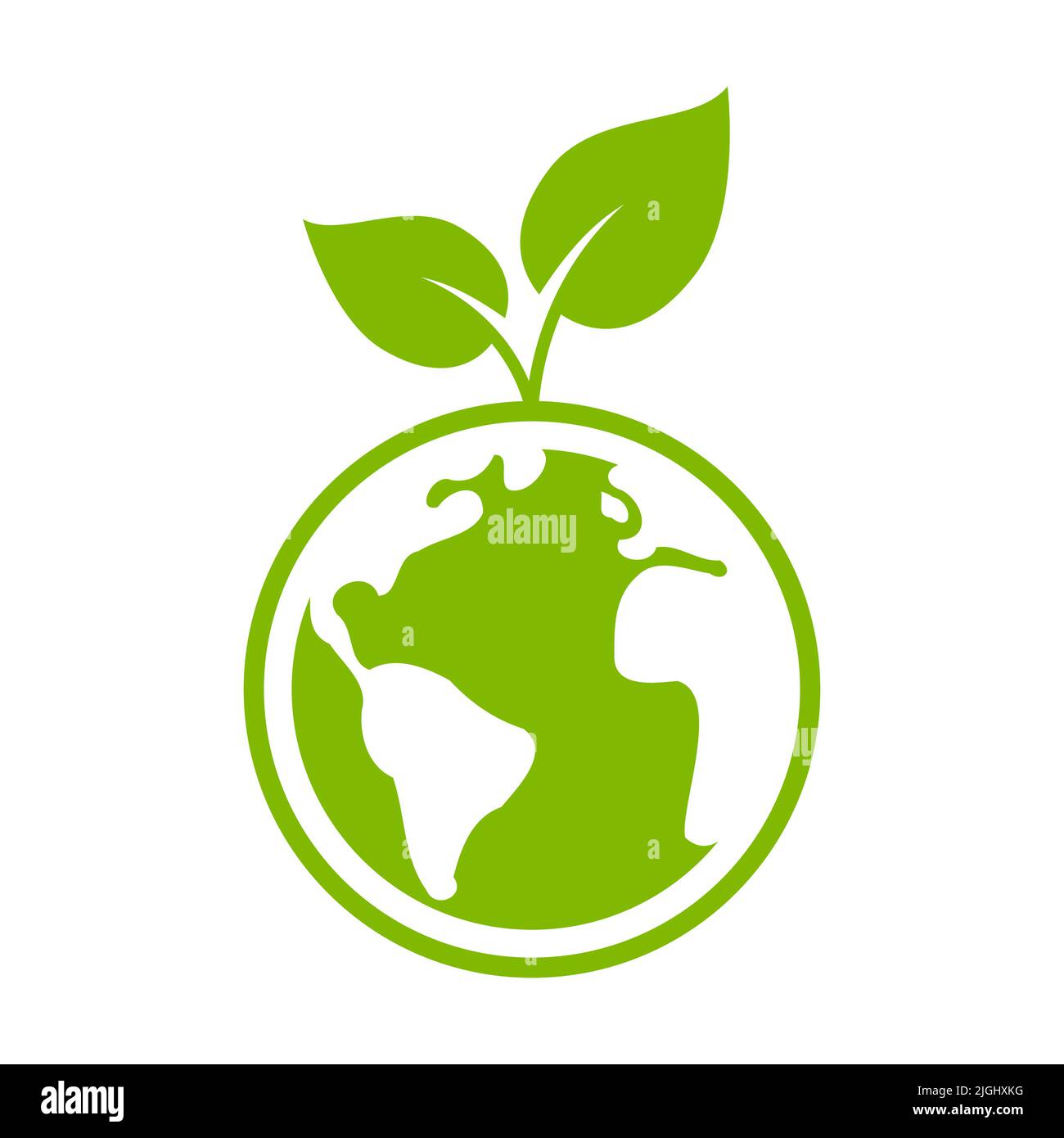 Green Earth plant symbol. Environmental conservation concept. Planet ...
