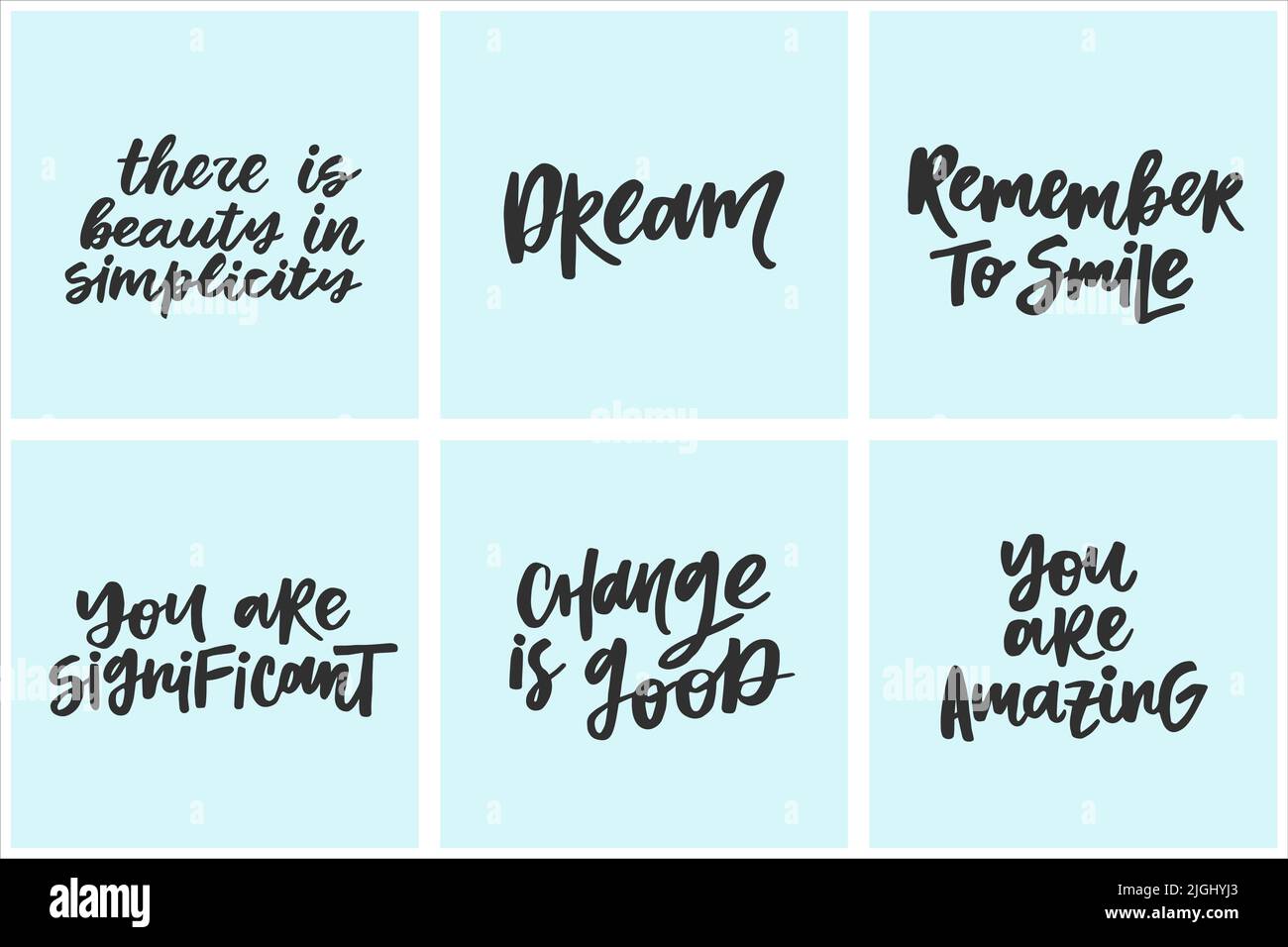 Set of handwritten quotes about positive thinking. Collection of ...