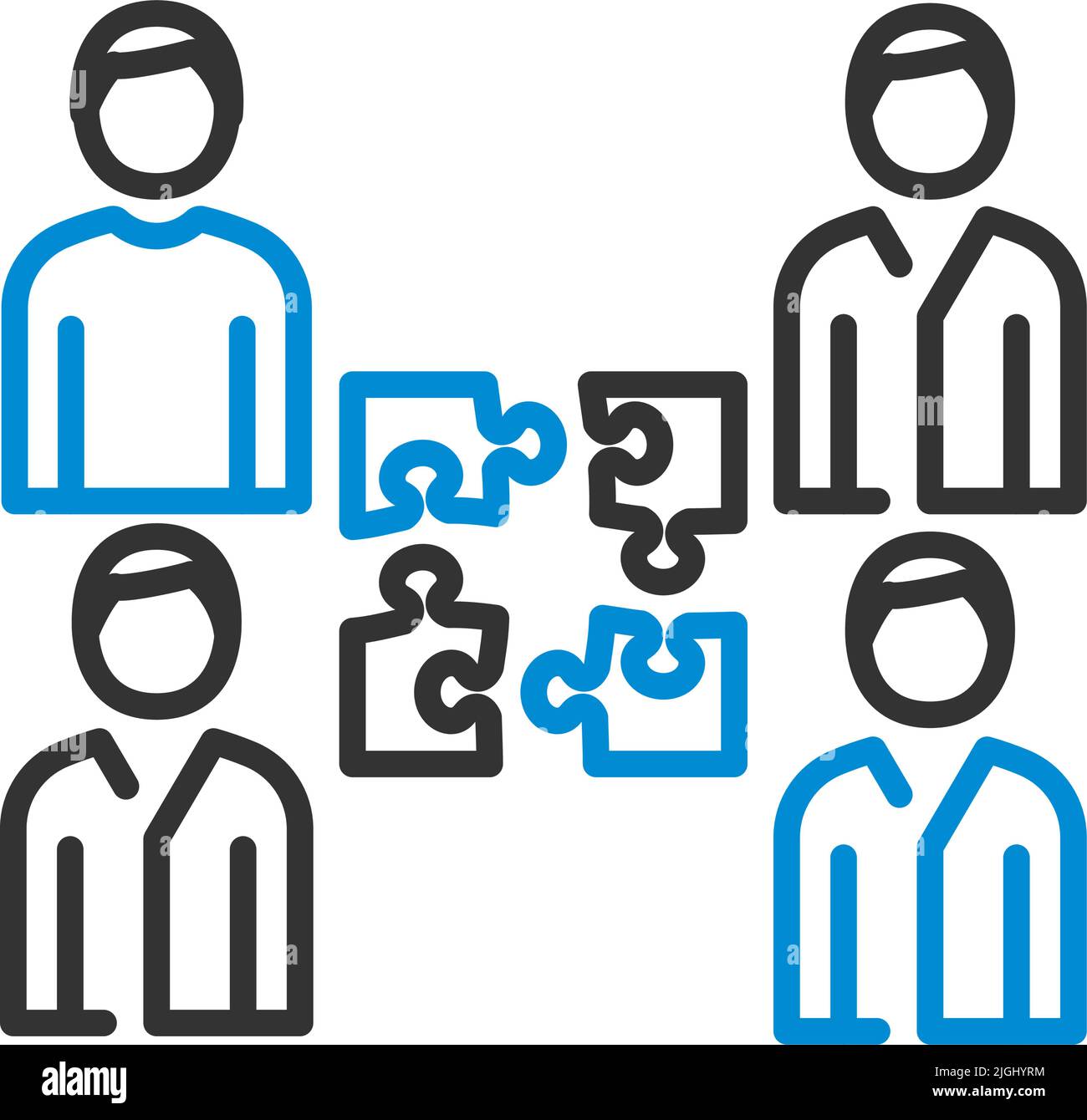 Corporate Team Icon. Editable Bold Outline With Color Fill Design ...