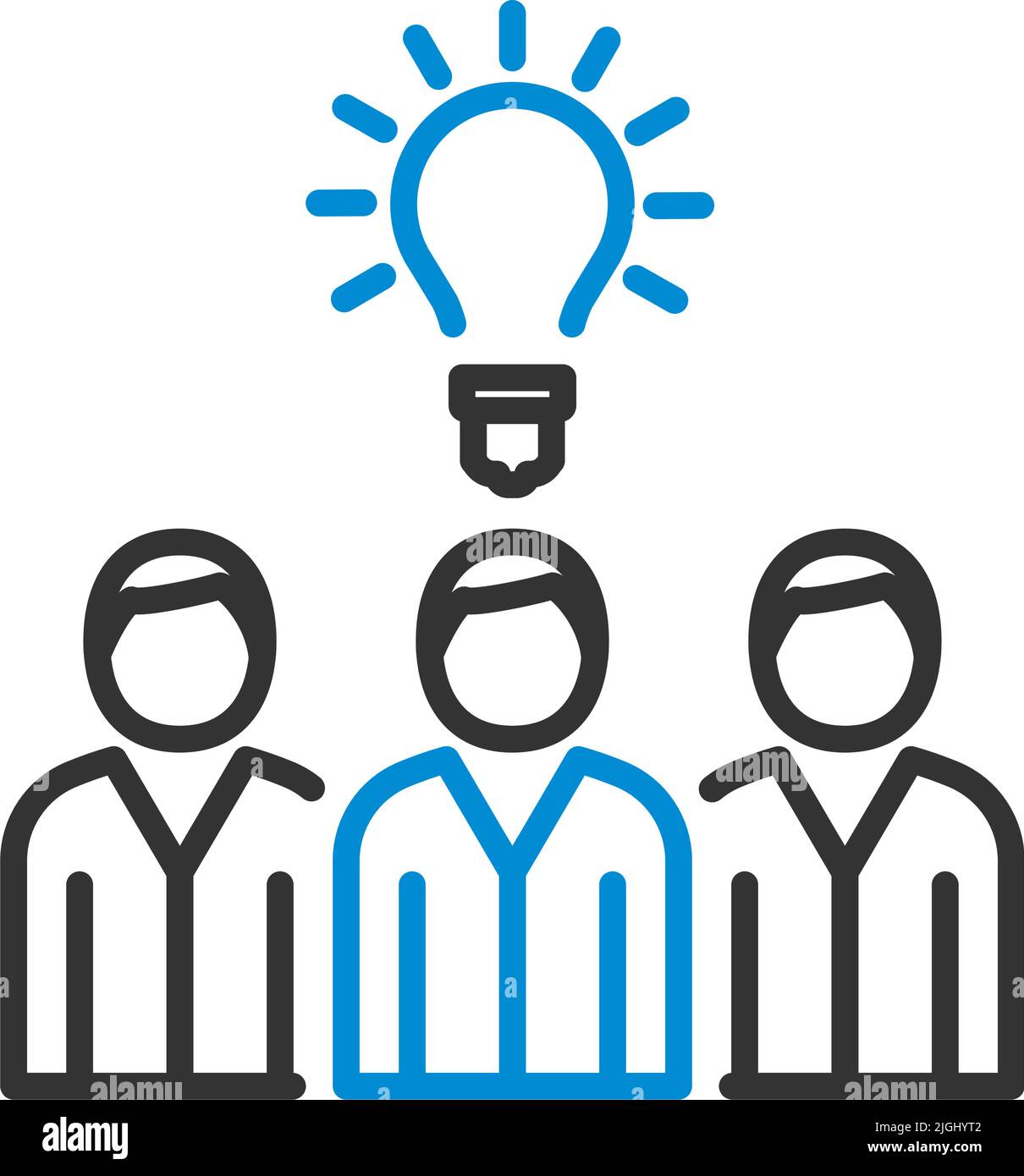 Corporate Team Finding New Idea Icon. Editable Bold Outline With Color ...