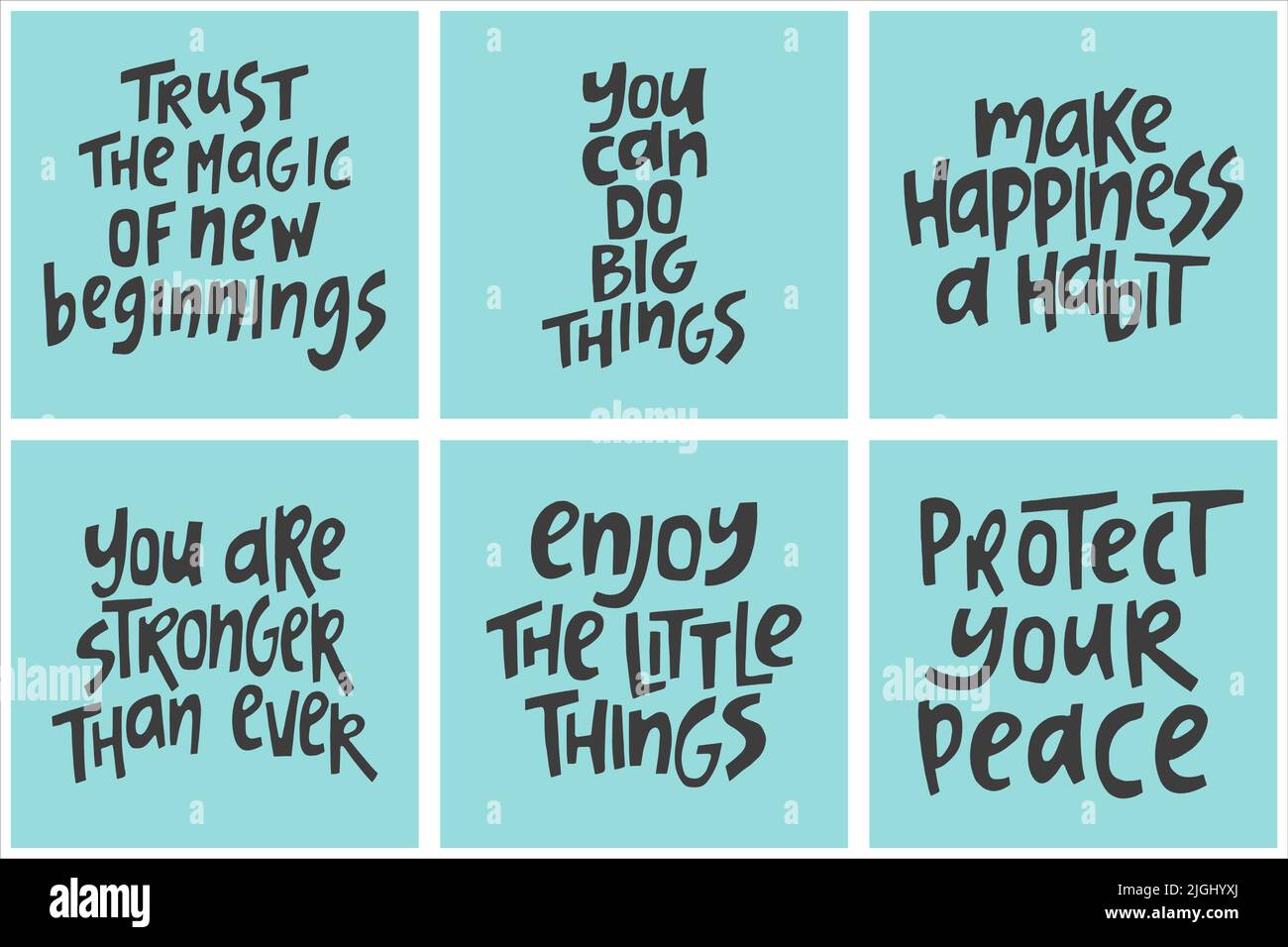 Set of hand drawn quotes about success and happiness. Collection of ...