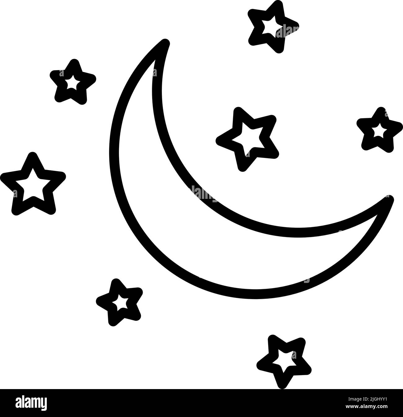 Night Icon. Bold outline design with editable stroke width. Vector ...
