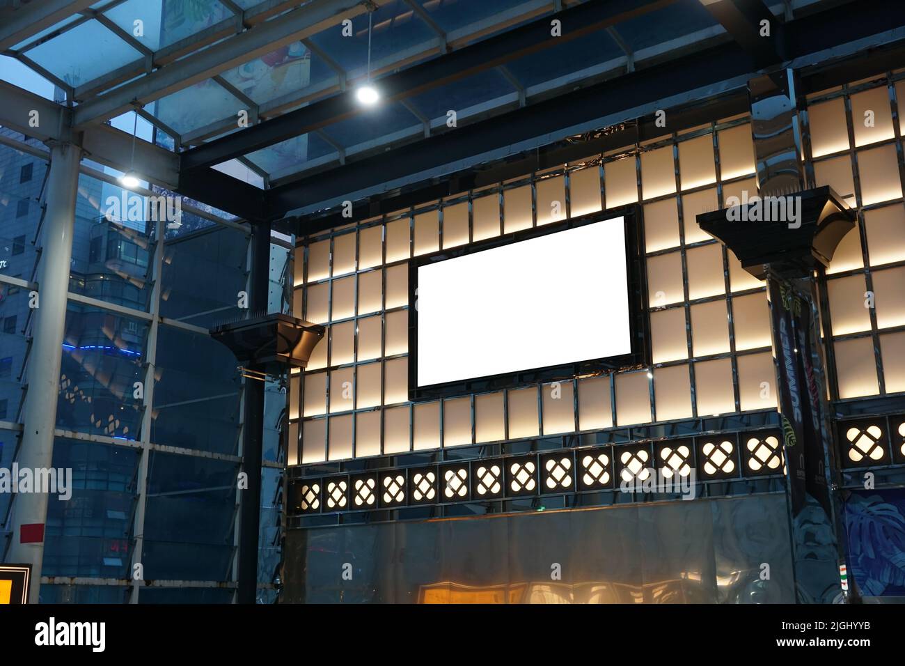 Advertising poster board inside department store Stock Photo - Alamy