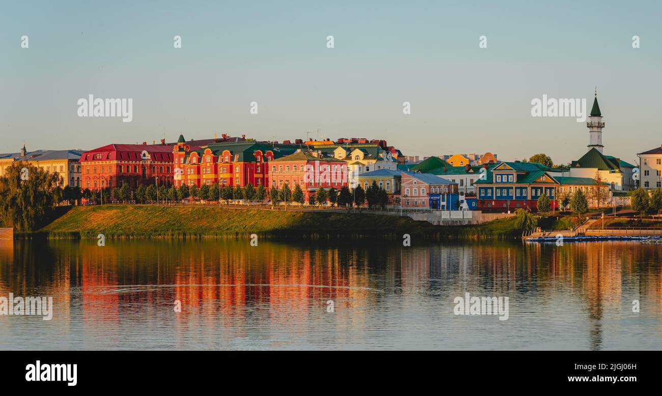 Old Tatar district. Traditional Tatar neighborhood on the shore of Lake ...