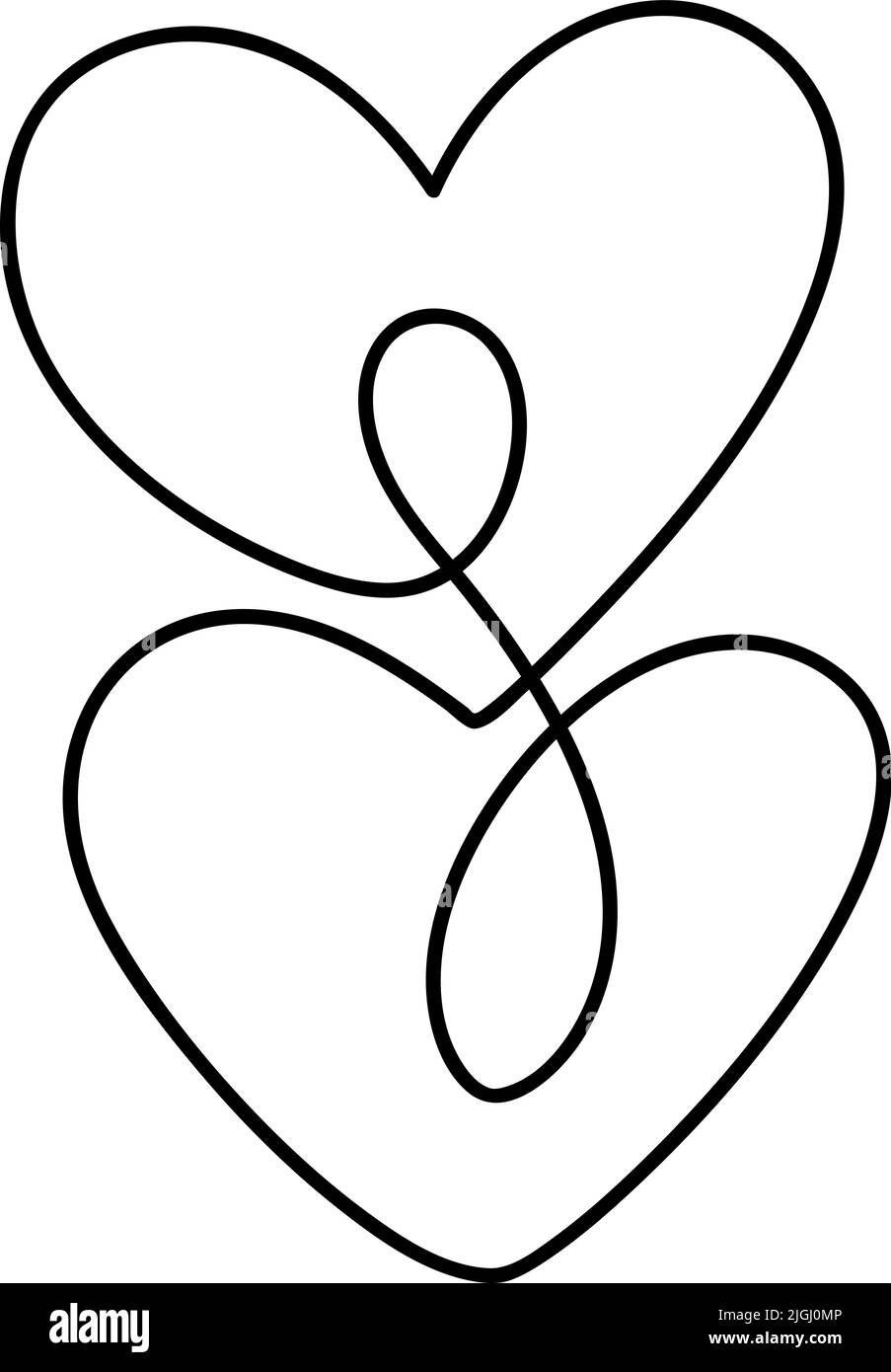 Black Calligraphy two lovers hearts. Hand drawn icon logo vector family ...