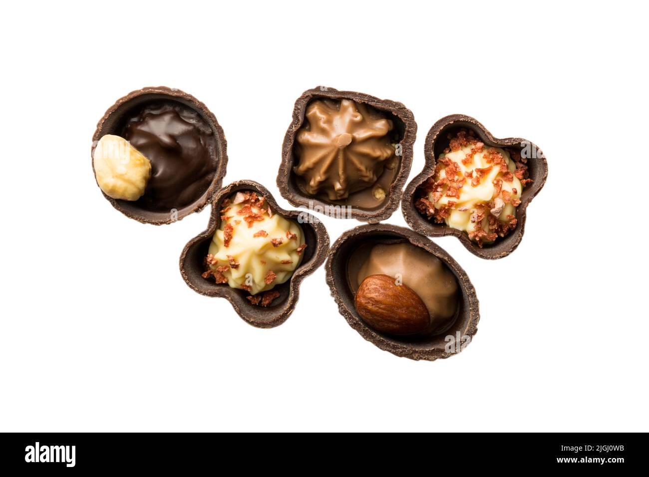 Top view Chocolate candy isolated on white background with clipping ...