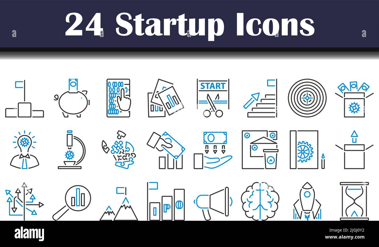 Startup Icon Set. Editable Bold Outline With Color Fill Design. Vector ...