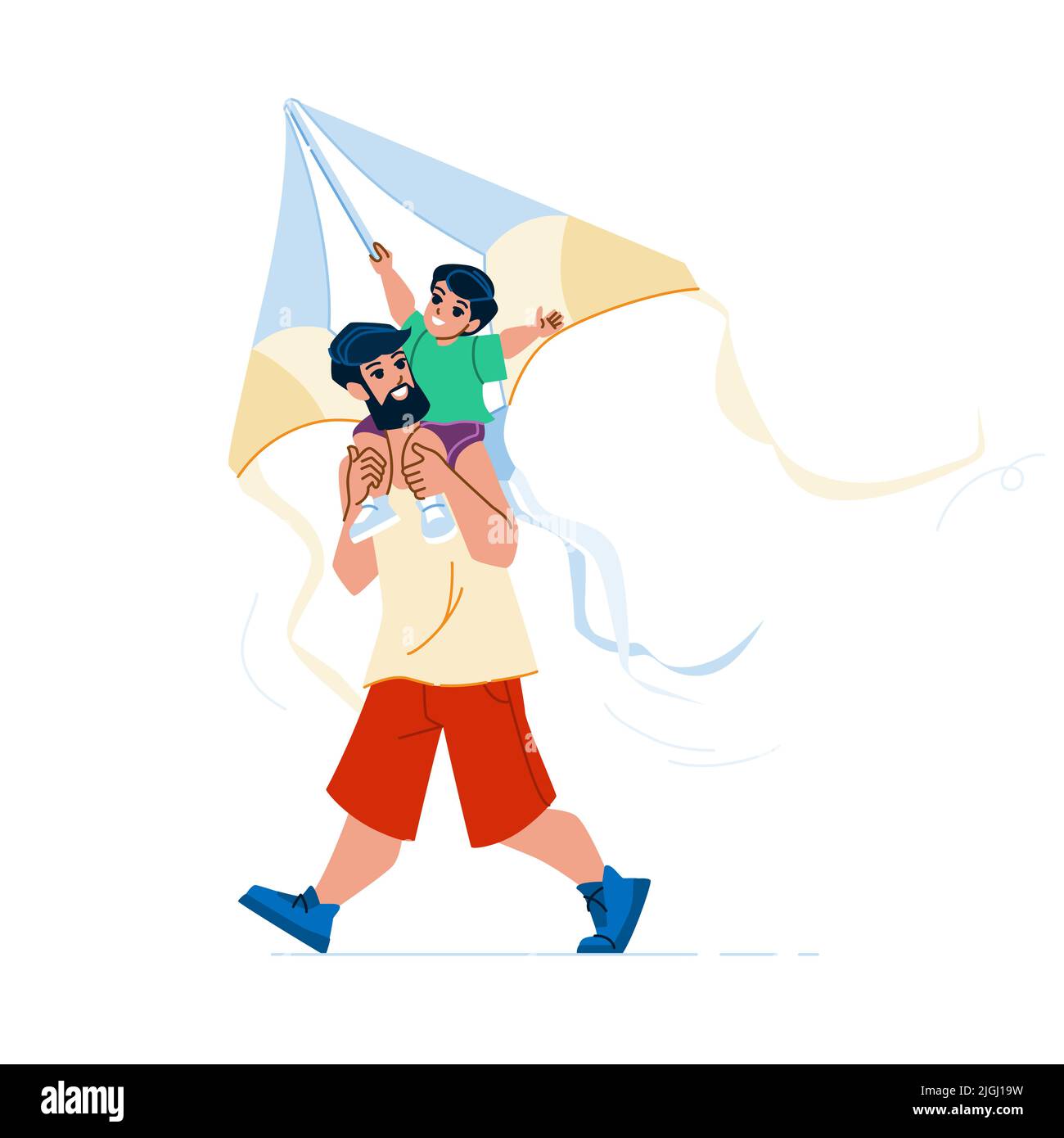 father son kite vector Stock Vector Image & Art - Alamy
