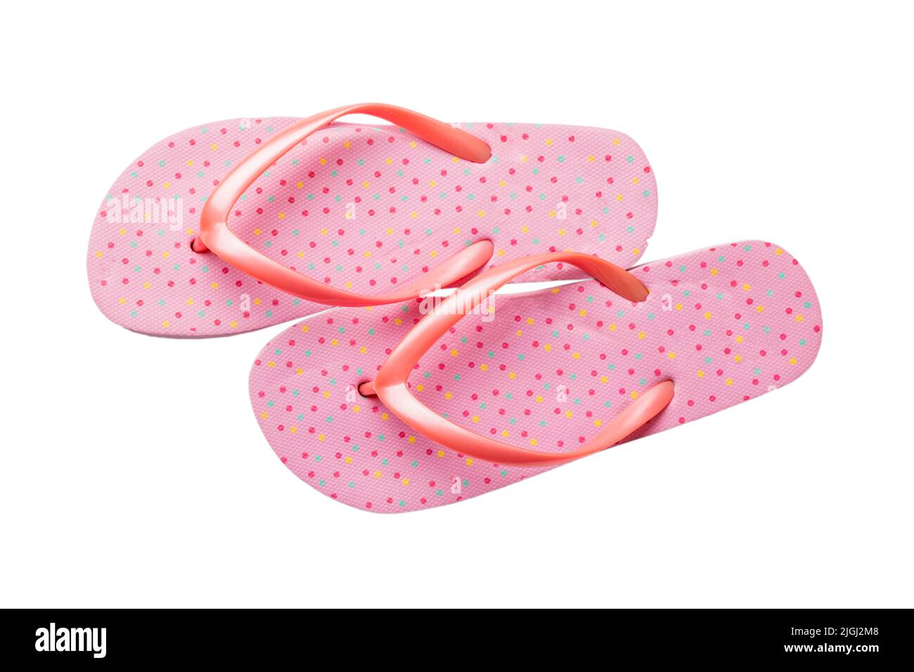 Pink flip flops isolated on white background. Top view Stock Photo - Alamy
