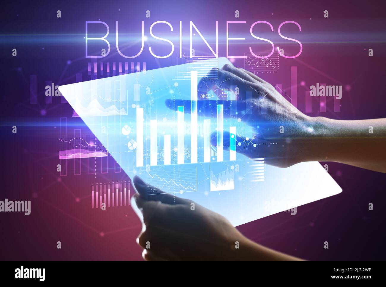 Hand holding futuristic, business concept Stock Photo - Alamy