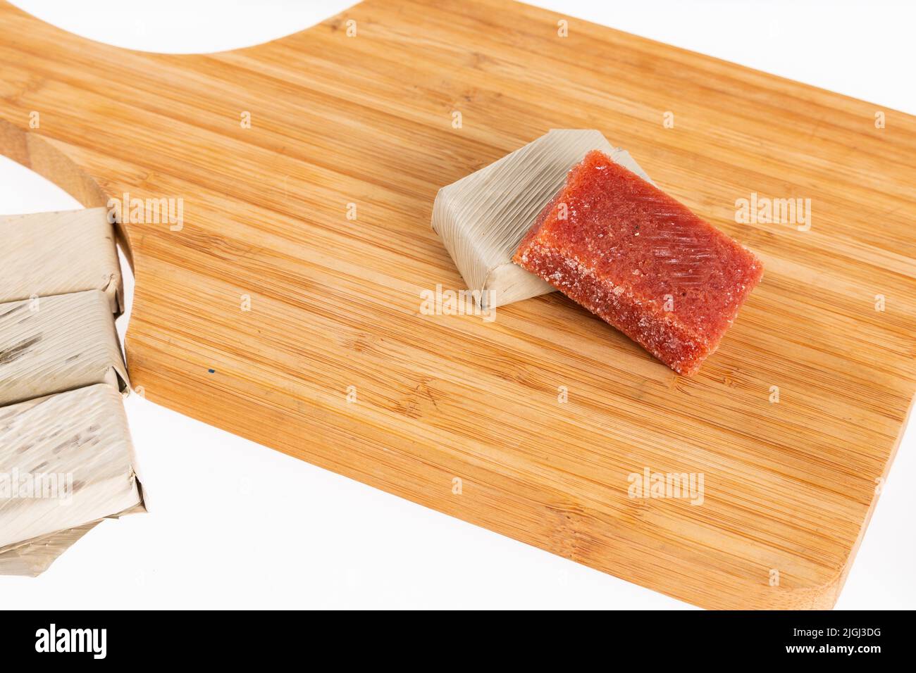 Guava Paste Wrapped in Bijao Leaf; Photo On White Background Stock ...