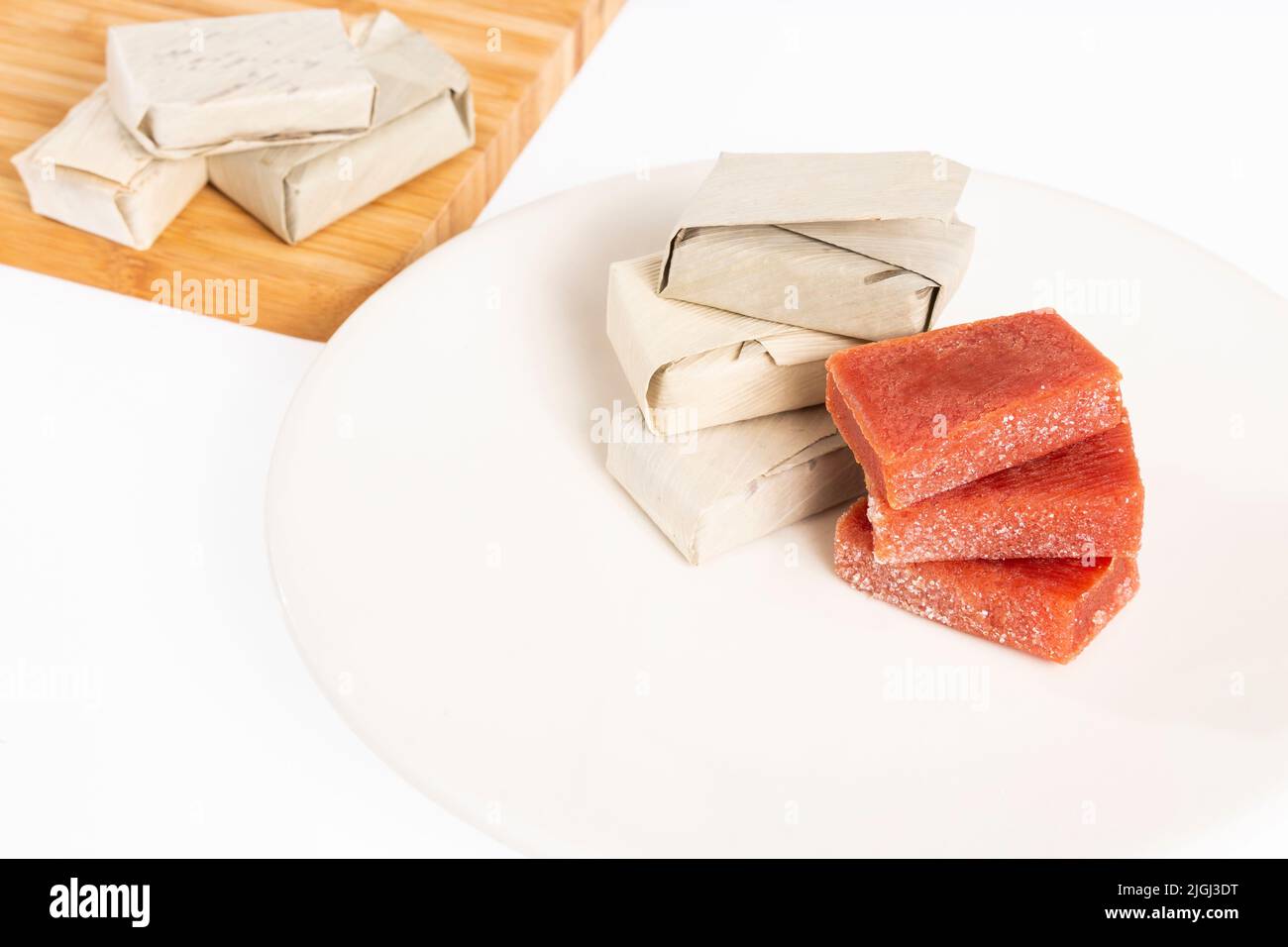 Guava Paste Wrapped in Bijao Leaf; Photo On White Background Stock ...