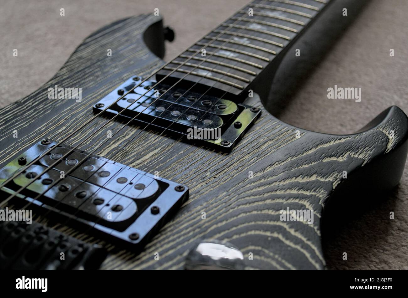 Electric Guitar black and white swamp ash Stock Photo - Alamy