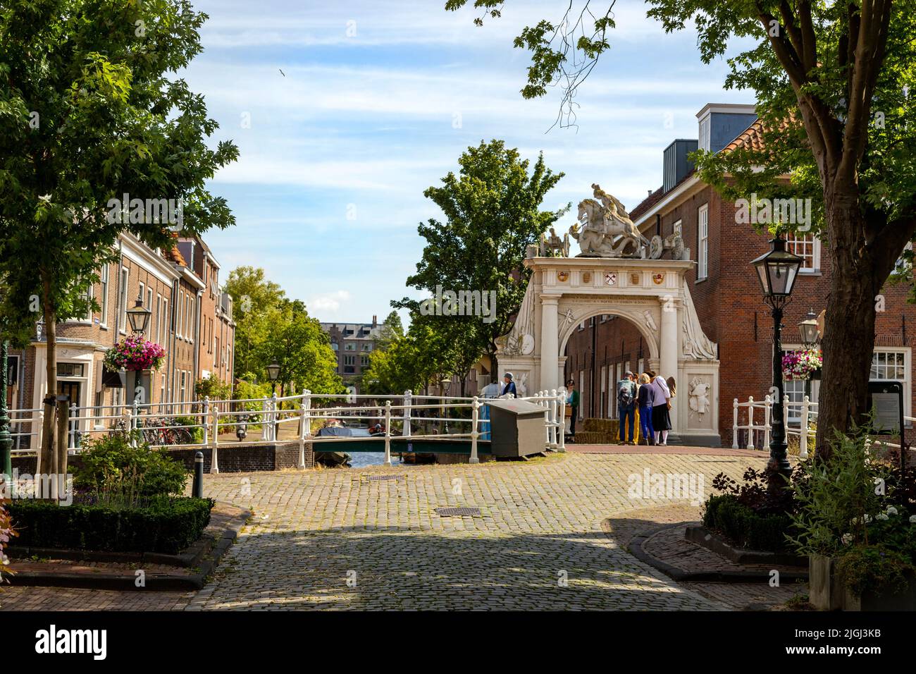 Doelenpoort, a 17th century gate, in the historic center of Leiden ...