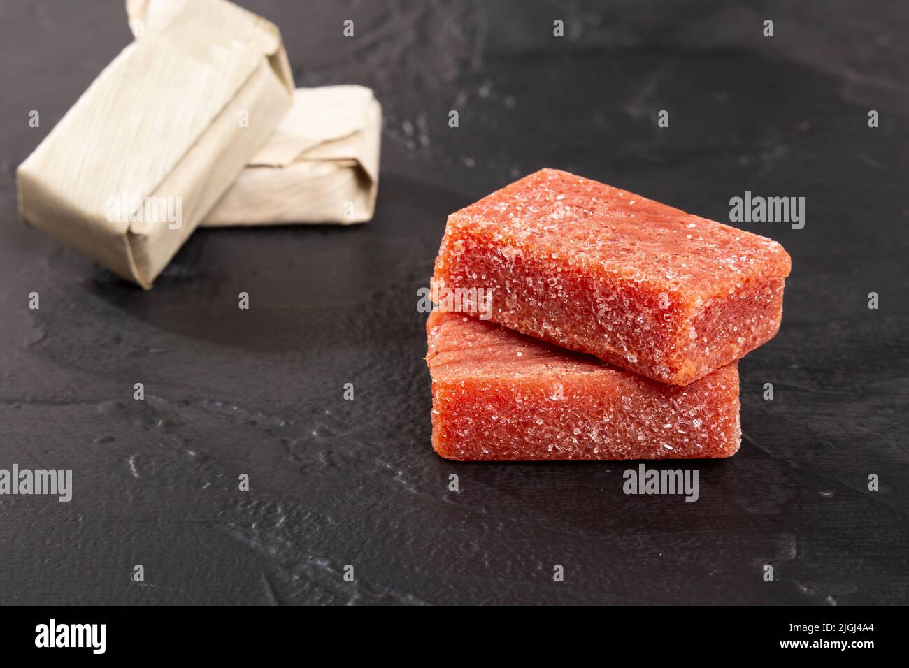 Guava Paste Wrapped in Bijao Leaf; Photo On Black Background Stock ...