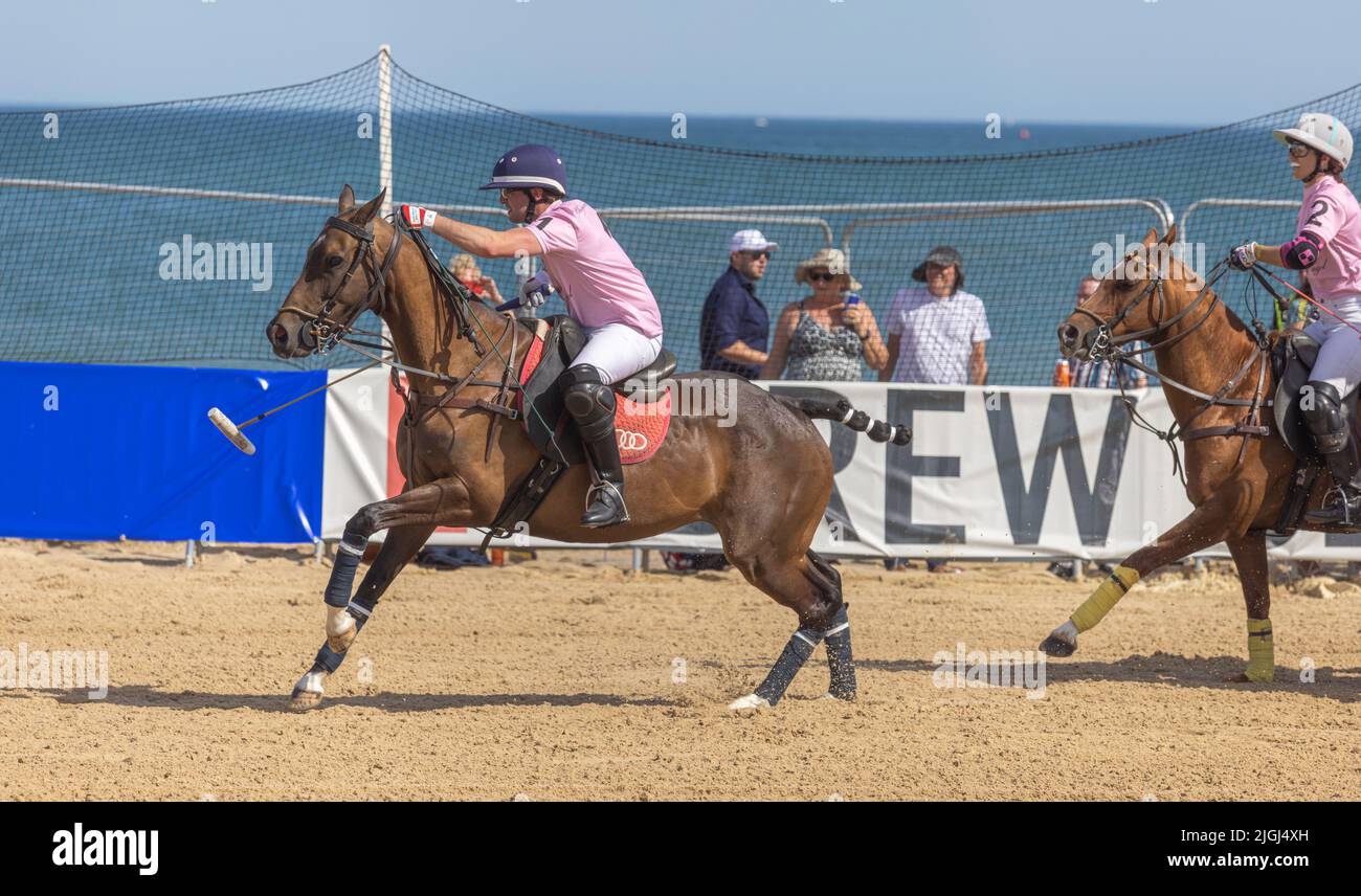 British Sand Polo on Sandbanks Beach Poole Dorset. 8th July 2022 Stock ...