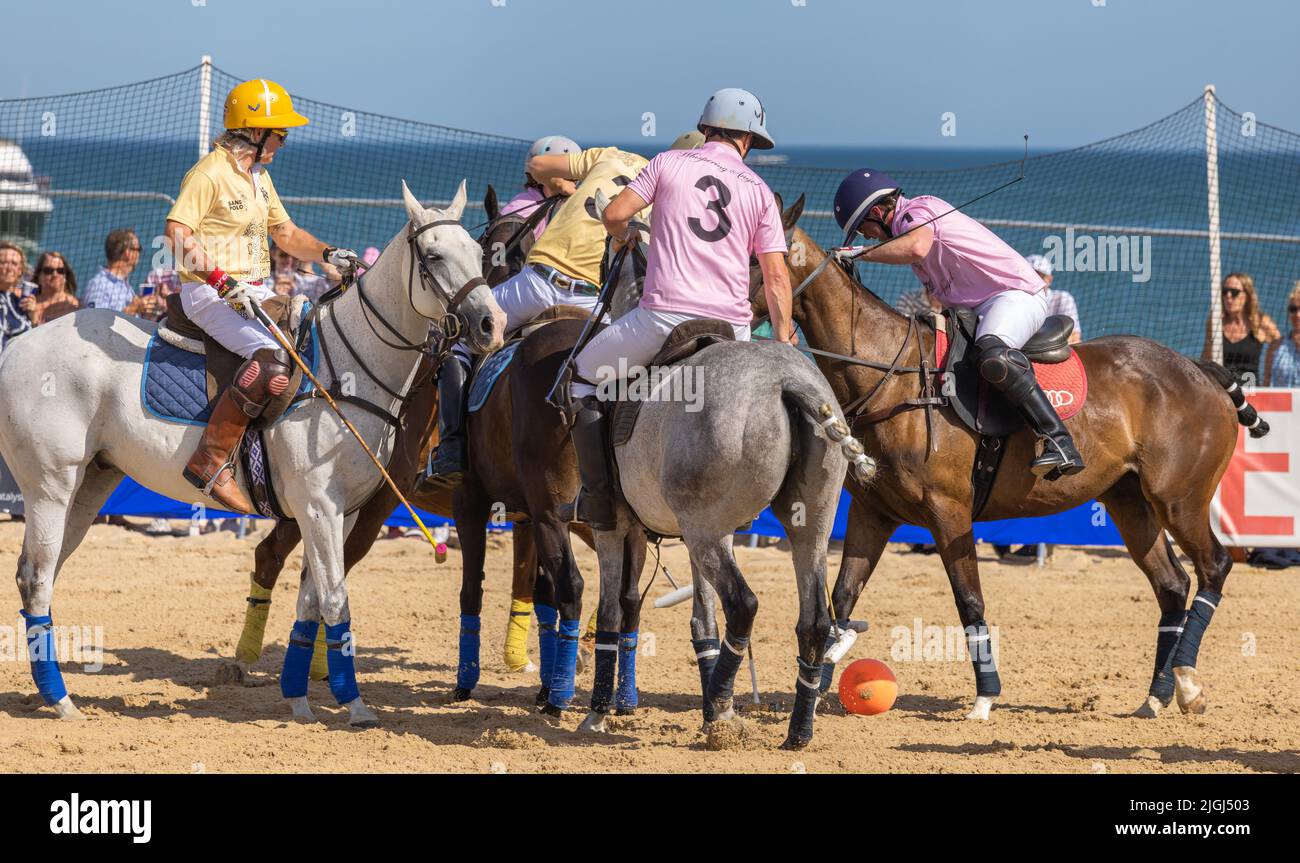 British Sand Polo on Sandbanks Beach Poole Dorset. 8th July 2022 Stock ...