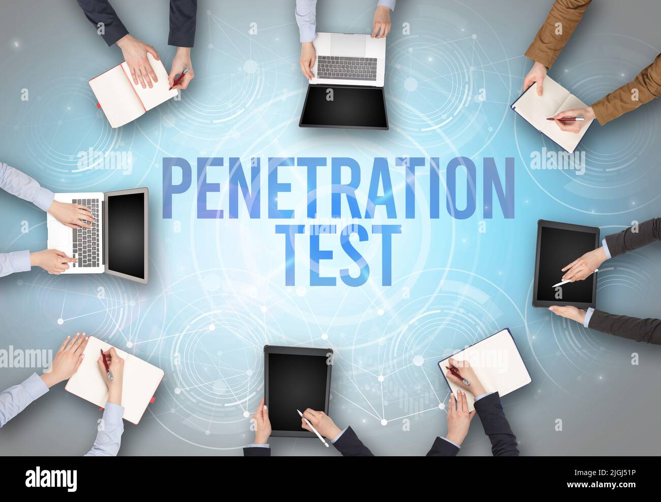 Group of people in front of a laptop, security concept Stock Photo - Alamy