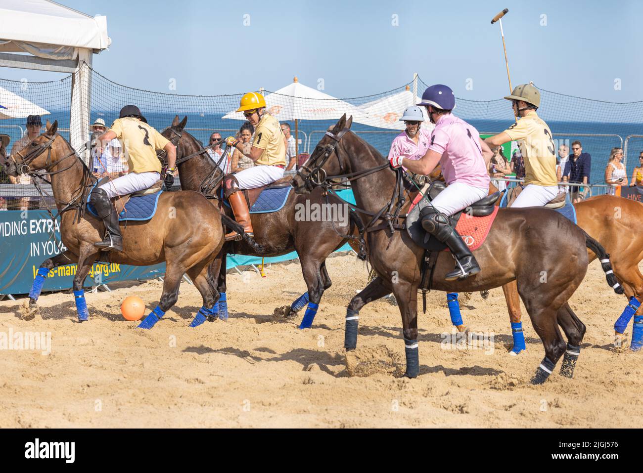 British Sand Polo on Sandbanks Beach Poole Dorset. 8th July 2022 Stock ...