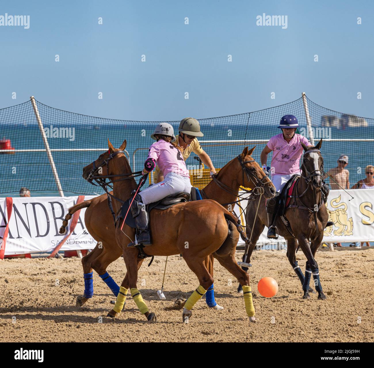 British Sand Polo on Sandbanks Beach Poole Dorset. 8th July 2022 Stock ...