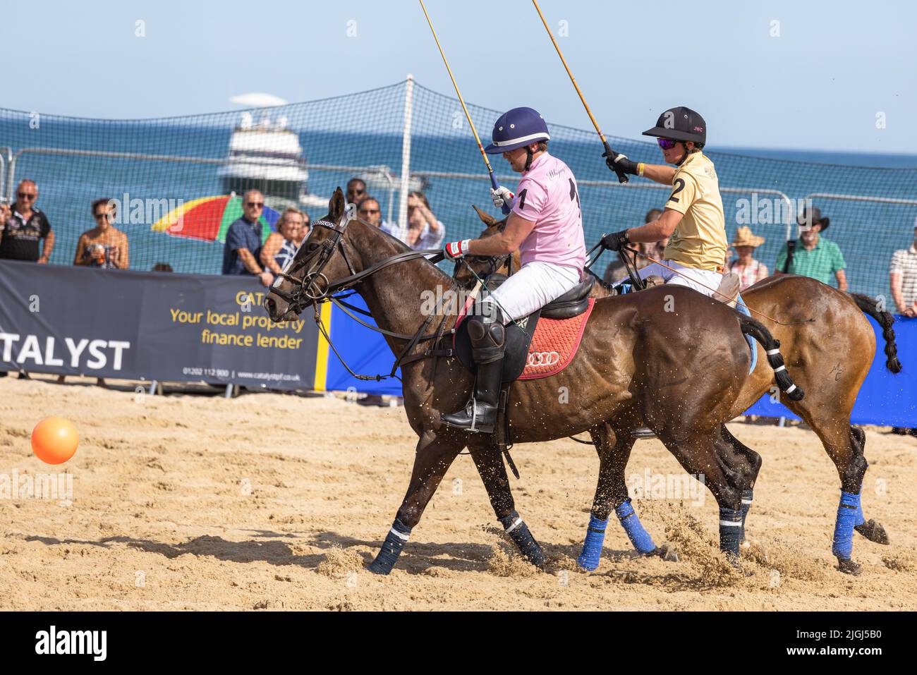British Sand Polo on Sandbanks Beach Poole Dorset. 8th July 2022 Stock ...