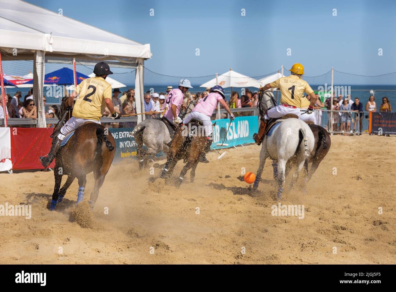 British Sand Polo on Sandbanks Beach Poole Dorset. 8th July 2022 Stock ...