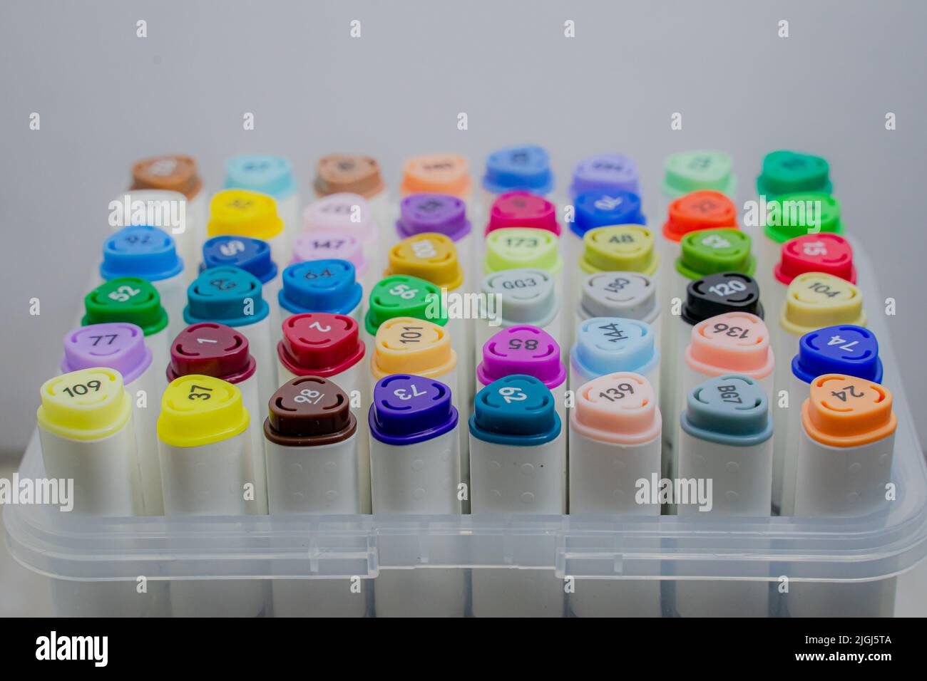 Thick felt tip pens, colorful set. Color number markers. A box full of ...