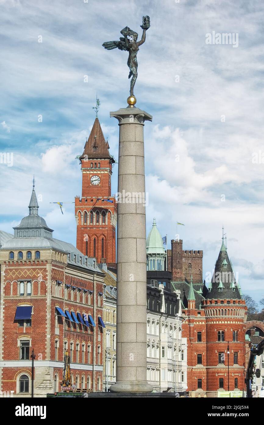 The maritime goddess statue at the harbor of Helsingborg in Sweden ...